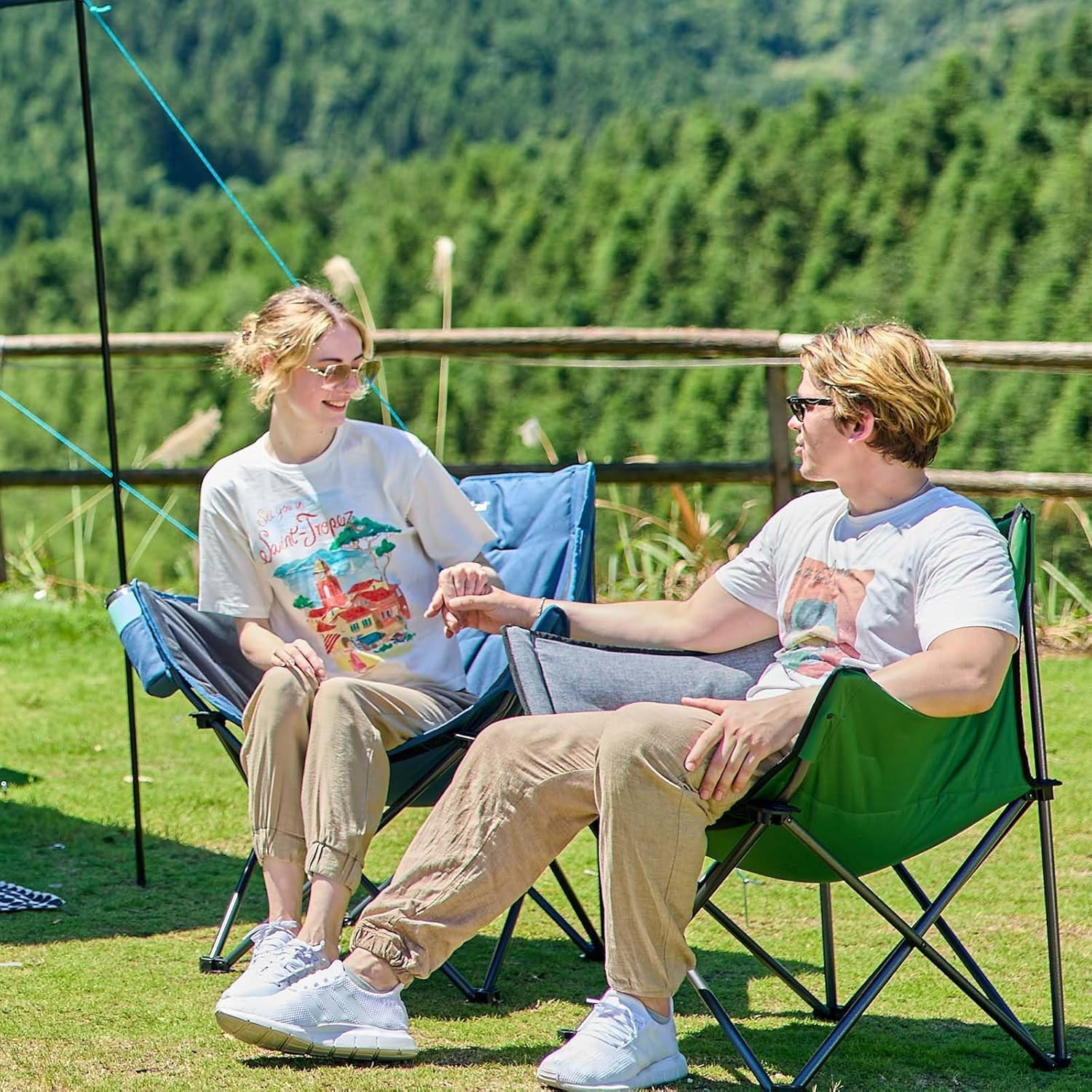 32" Oversized Padded Camping Chair, Extra Wide Heavy-Duty Folding Chair ...