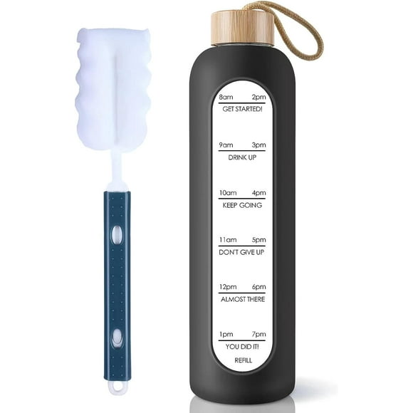 Glass Water Bottle Time Markings