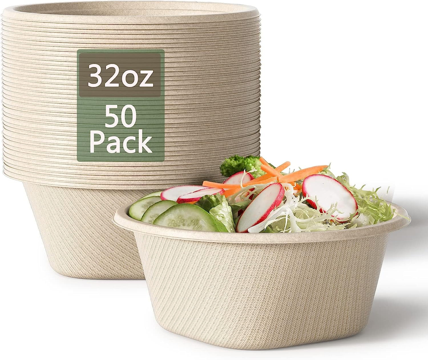 32 Oz Deep Paper Bowls - Disposable Soup Bowls | Compostable & Eco ...