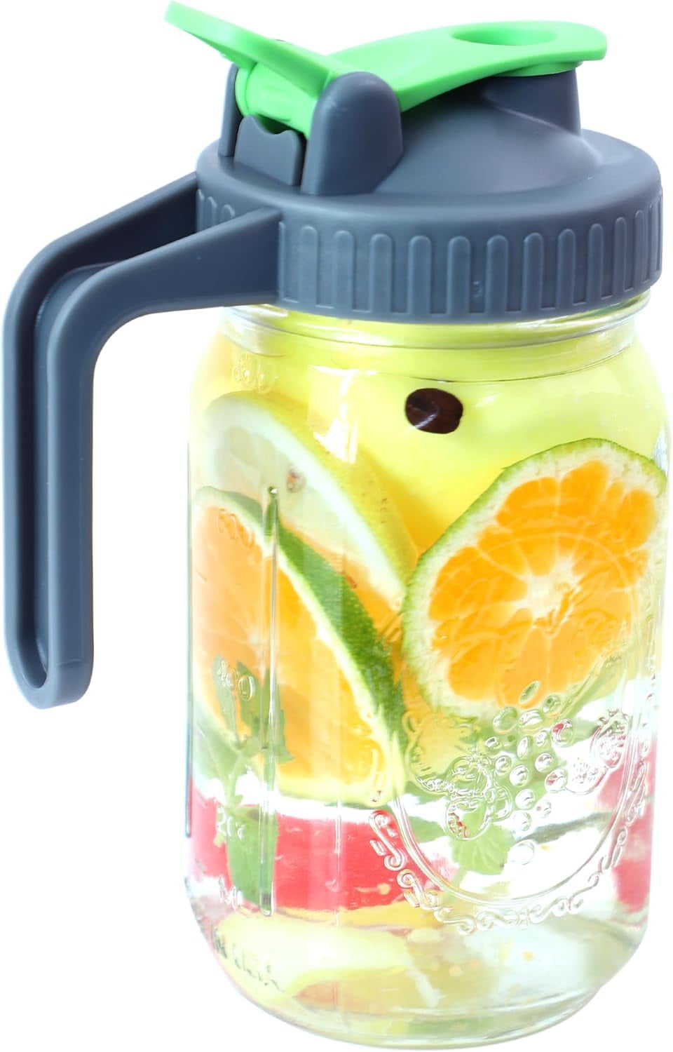 32 Oz Glass Mason Jars Pitcher With Handle Lids, 1 Quart Wide Mouth Jar ...
