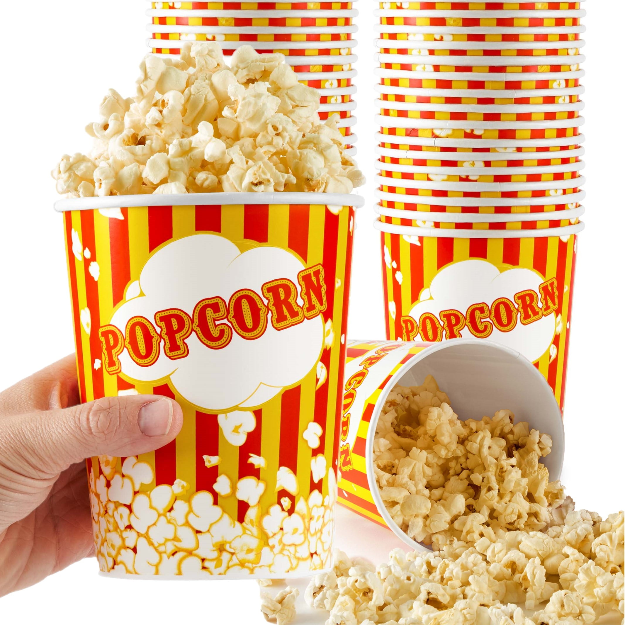 32 Oz Popcorn Buckets, Disposable Popcorn Containers (50 Count), Large ...