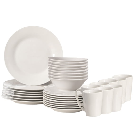 32 PC Rimmed Dinnerware Set for 8 Person | Mugs, Salad and Dinner ...