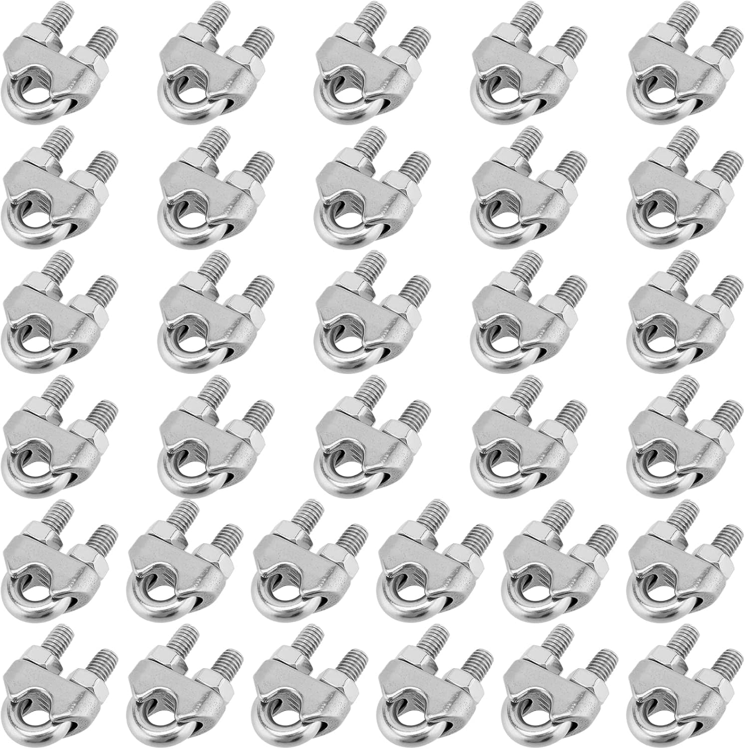 32 PCS 1/4 Inch M6 Stainless Steel Cable Clamps, Wire Rope Cable Clip ...