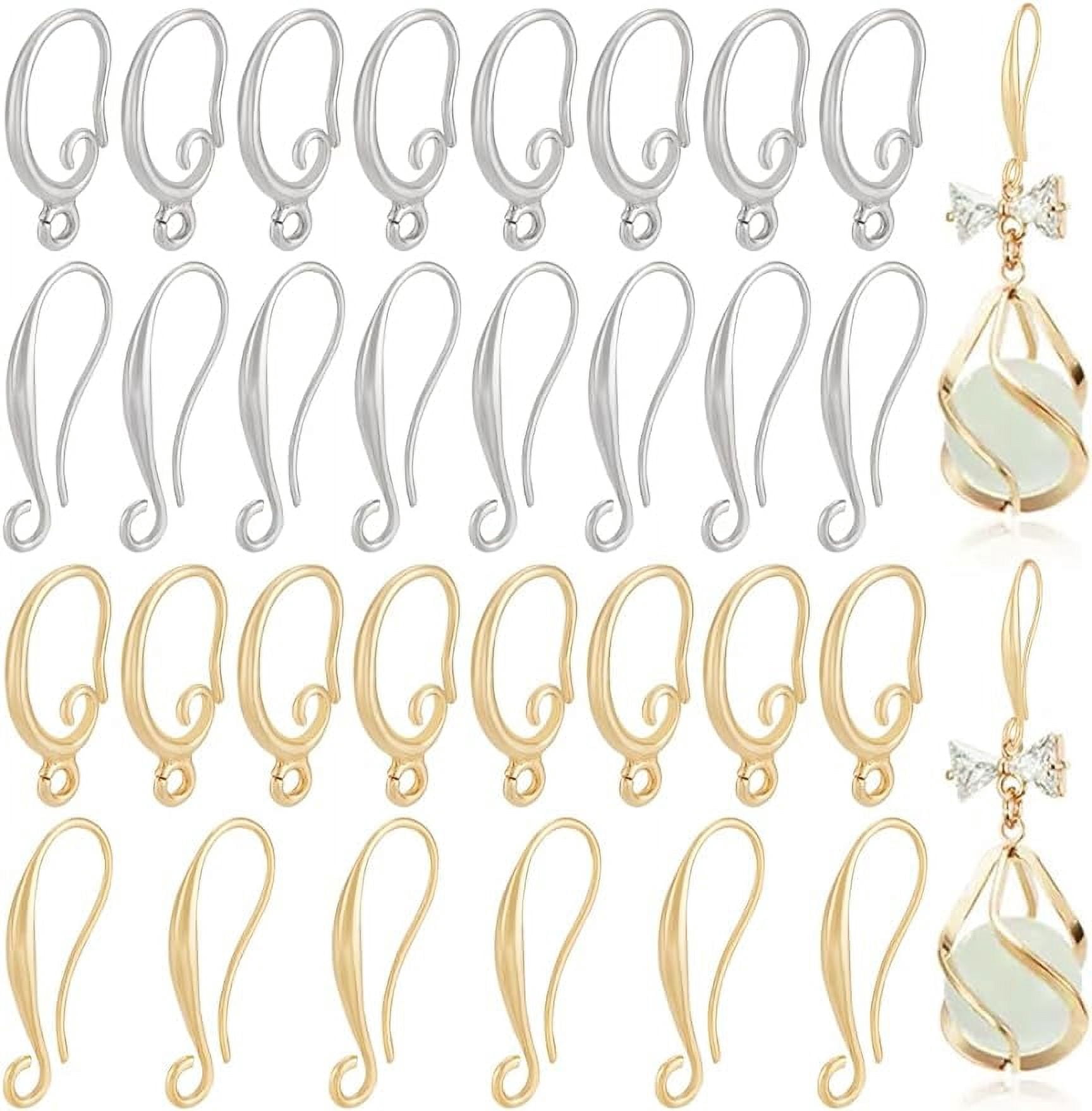 32 PCS 4 Styles Real Gold and White Gold Plated Brass Earring Hooks ...