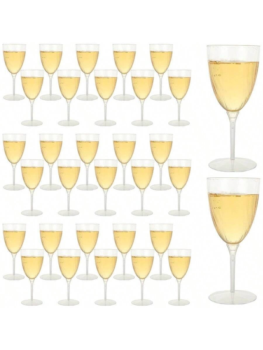 32 PCS 8 Oz Plastic Champagne Flutes, Hard Disposable Plastic Champagne ...