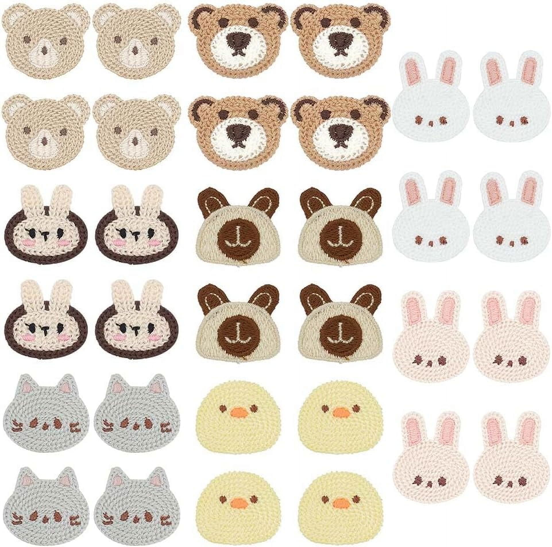 32 PCS 8 Style Crochet Animal Applique Rabbit Bear Chick Cat Polyester ...