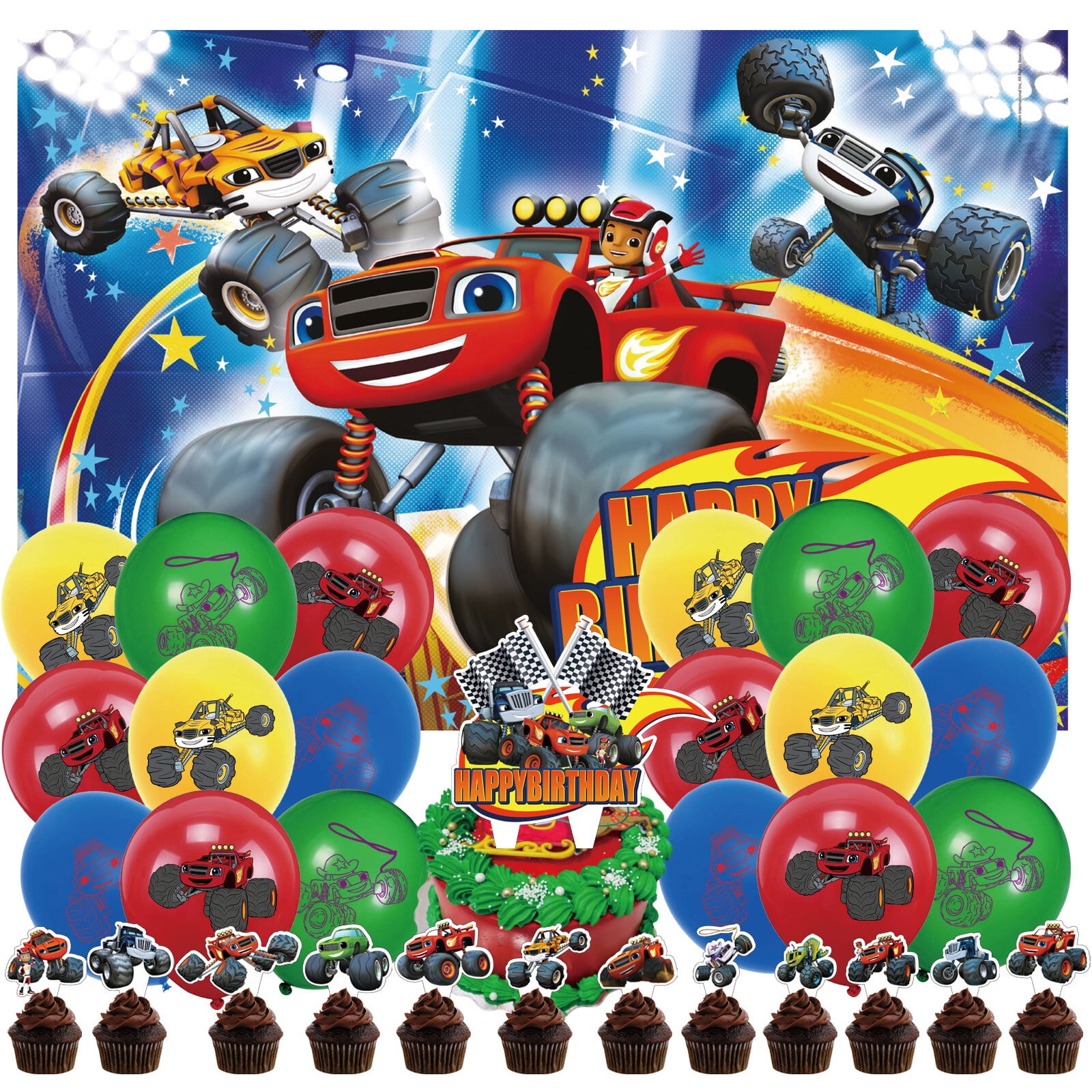 32 PCS For Blaze and the Monster Theme Birthday Party Decorations,With ...