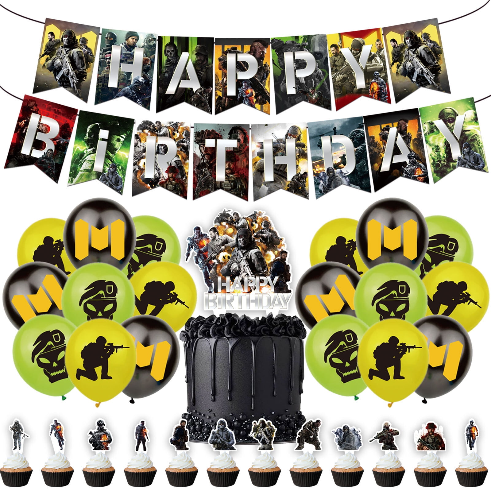 32 PCS For Call of Duty Theme Birthday Party Decorations,With 12 ...