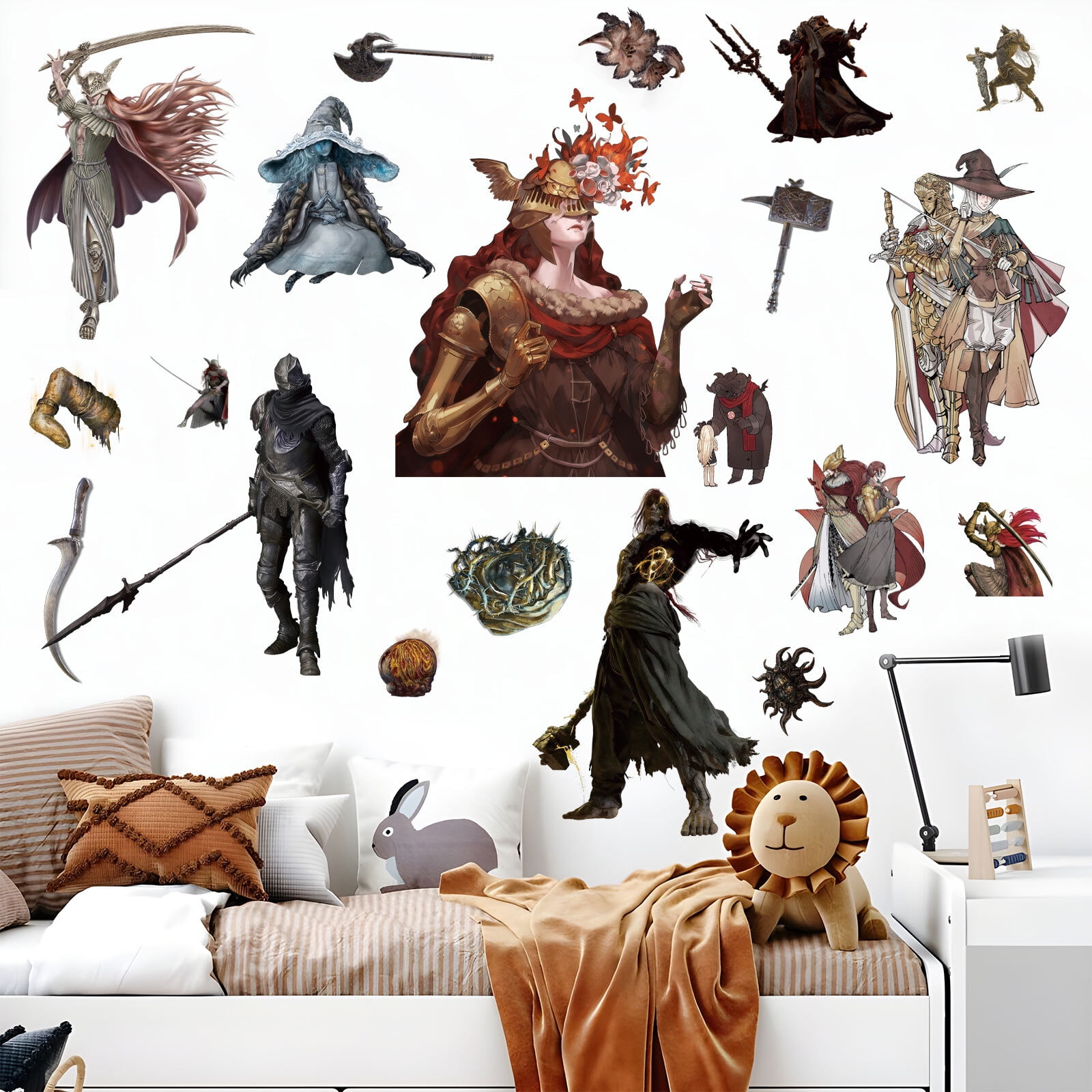 32 PCS For Elden Ring Theme Wall Stickers,4 Sheets 17x9 inch Removable ...