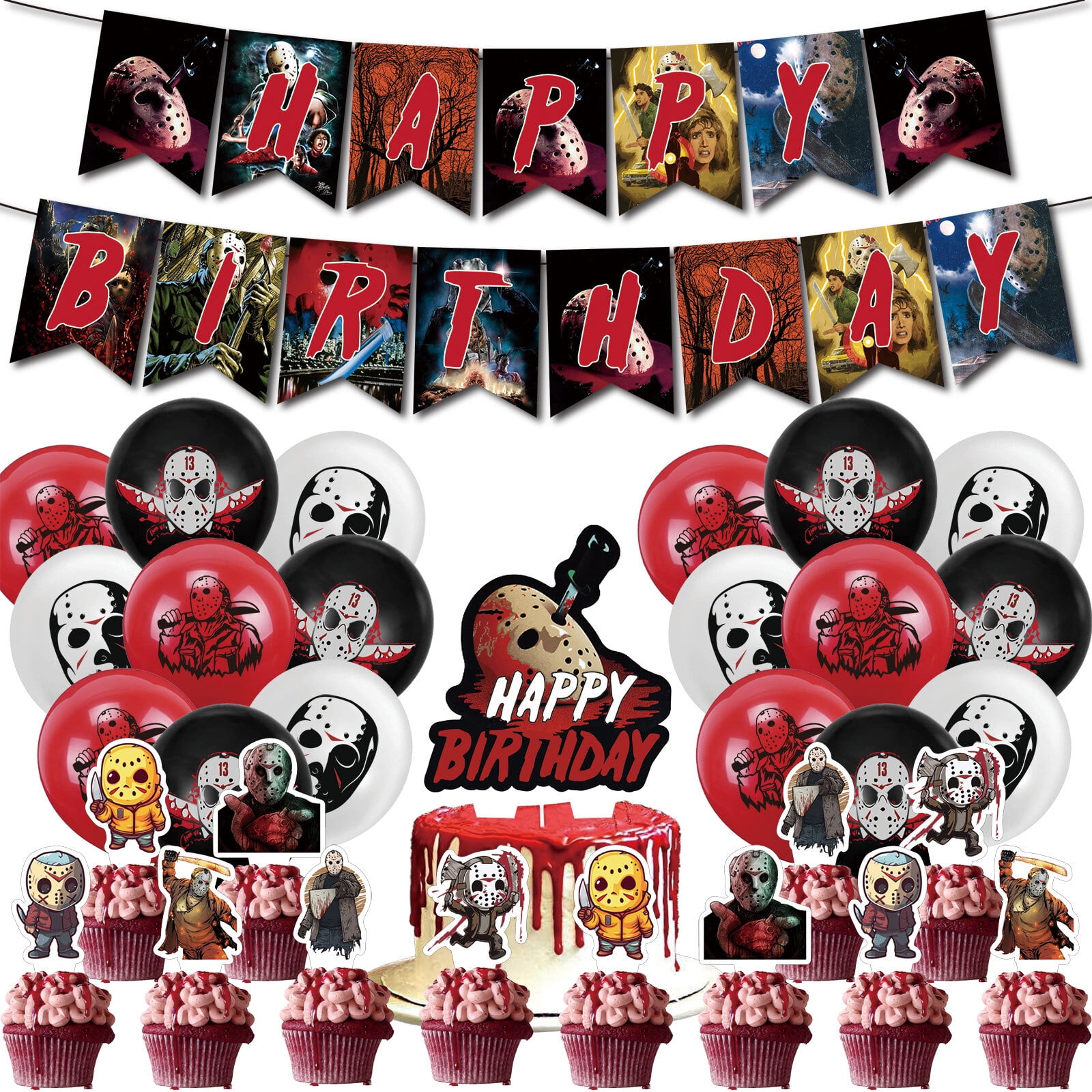 32 PCS For Friday the 13th Theme Birthday Party Decorations,With 13 ...
