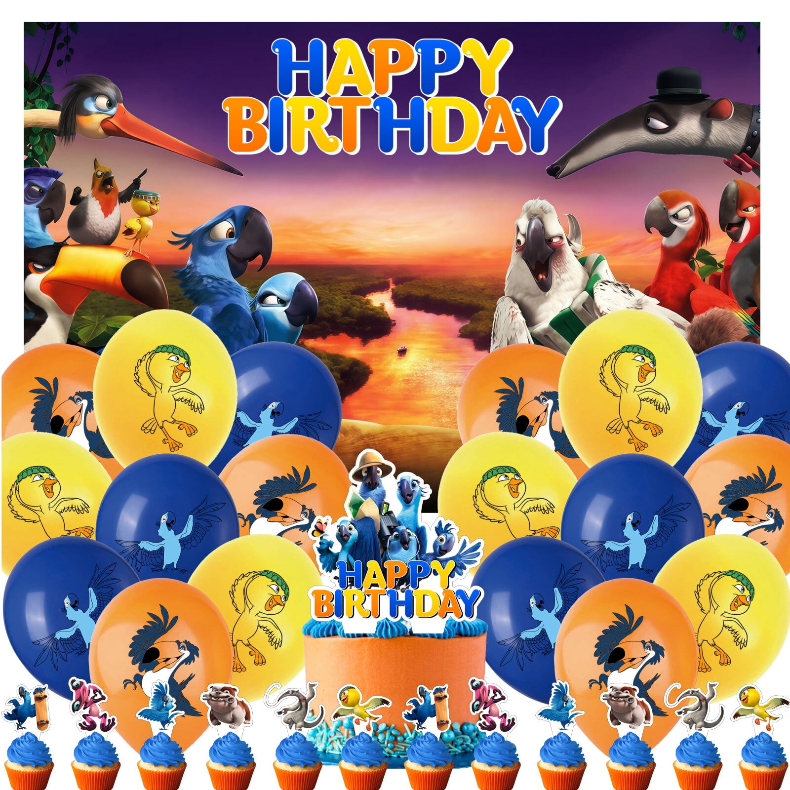 32 PCS For Rio 2 Cartoon-Themed Birthday Party Decorations Set ...