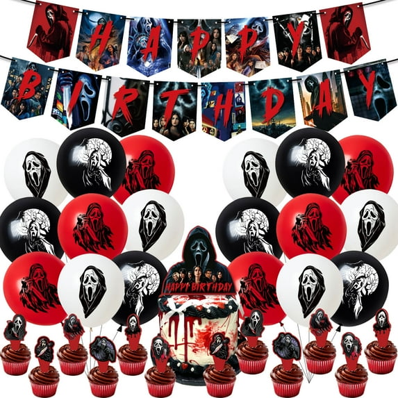 32 PCS For Scream,1 Happy Birthday Banner Garland 6 Theme Birthday ...
