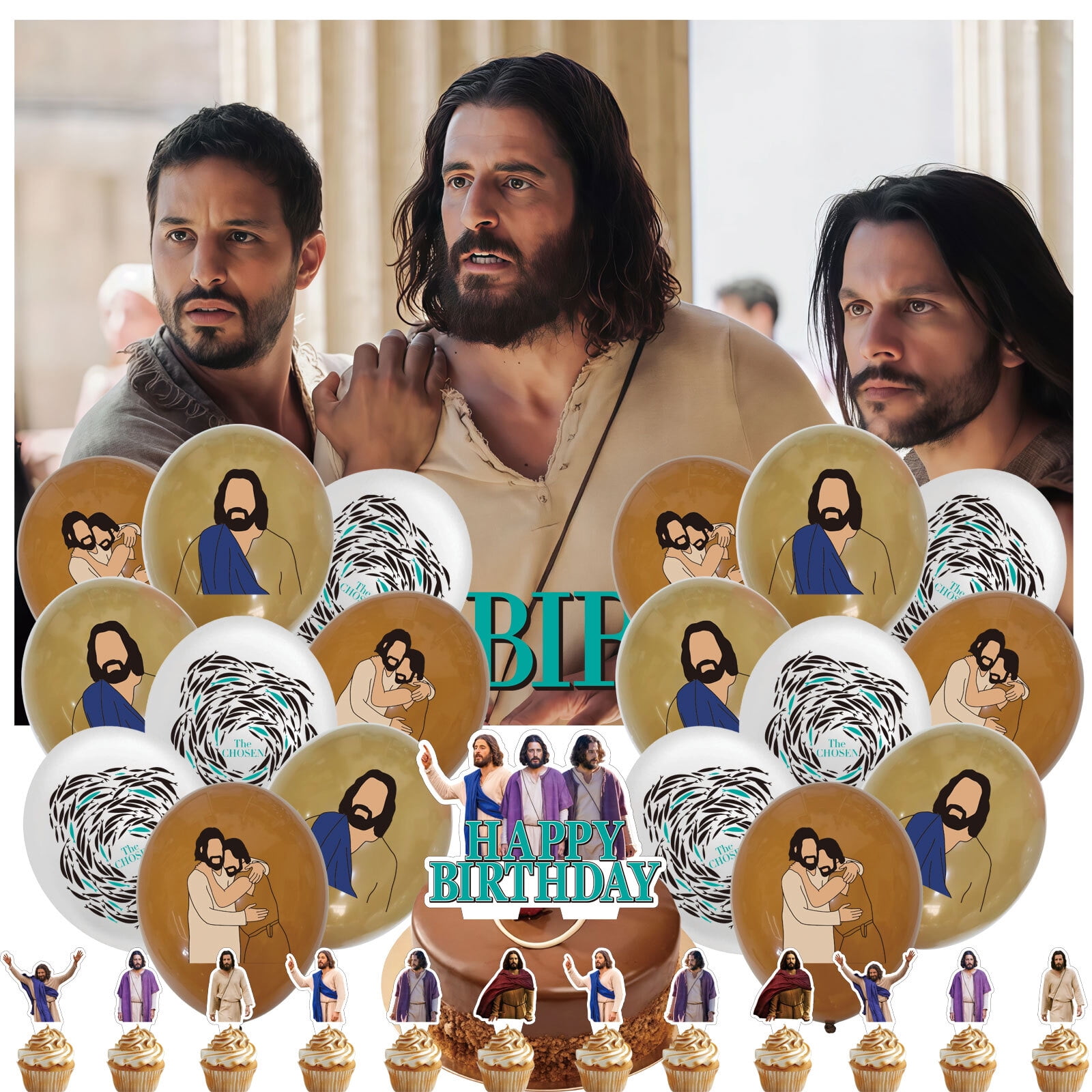 32 PCS For The Chosen Theme Birthday Party Decorations,With 12 Cupcake ...