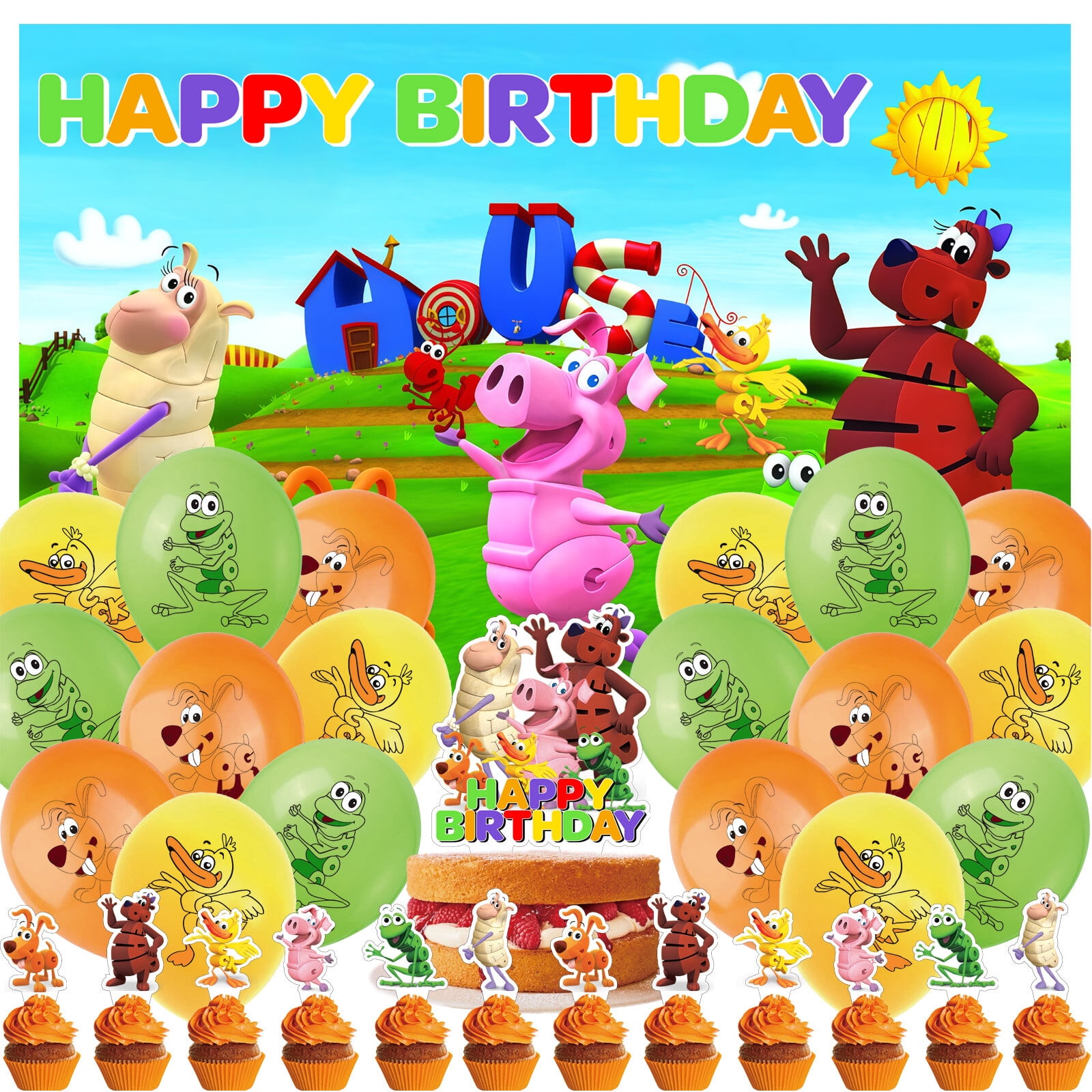 32 PCS For WordWorld Theme Birthday Party Decorations,With 12 Cupcake ...