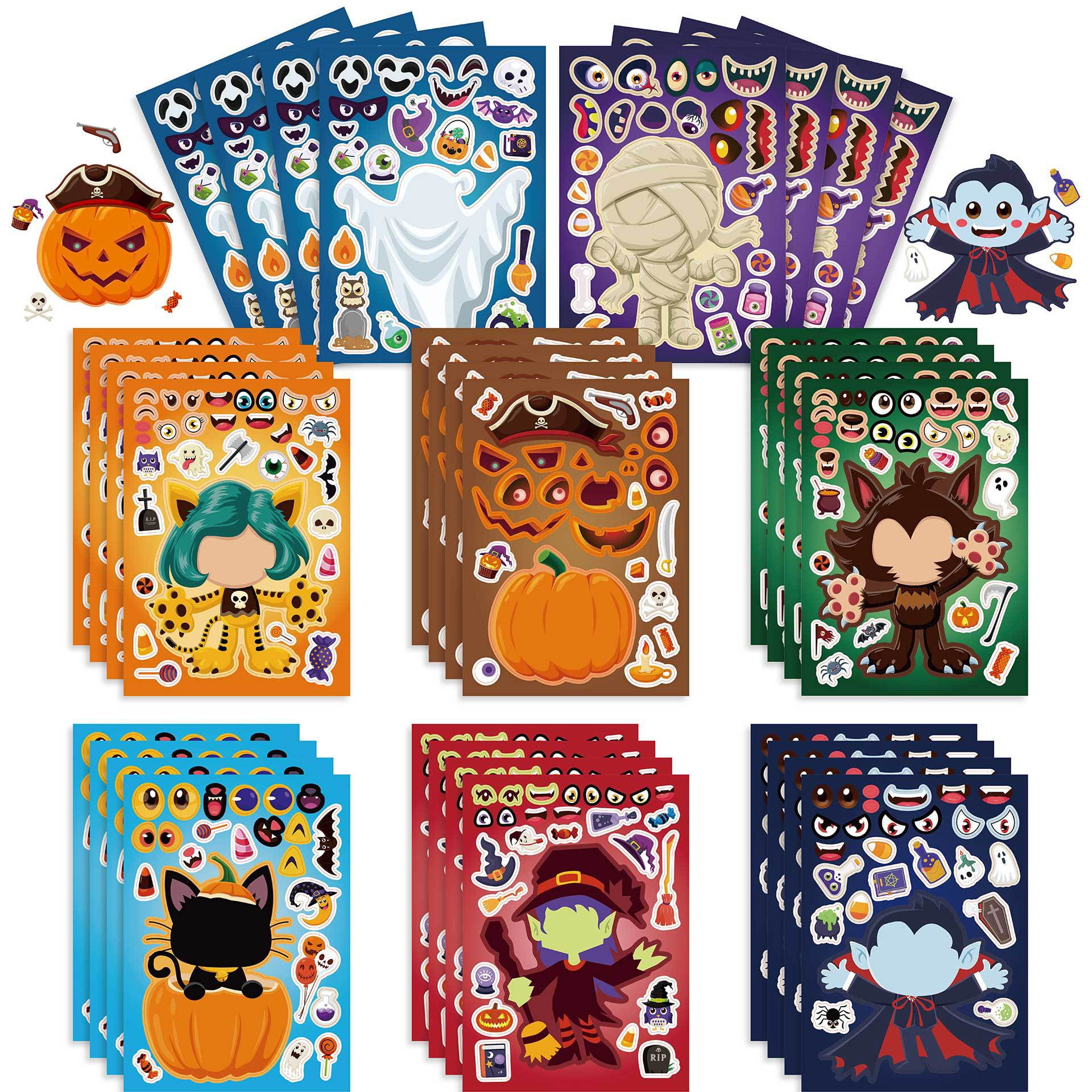 32 PCS Halloween Stickers for Kids Make a Face DIY Halloween Stickers ...