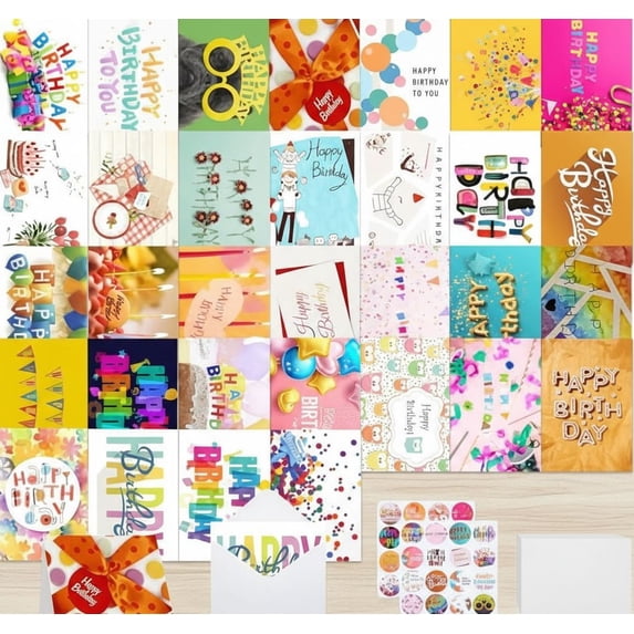 32 PCS Happy Birthday Cards Bulk with Envelopes, 4x6 Assorted Birthday ...