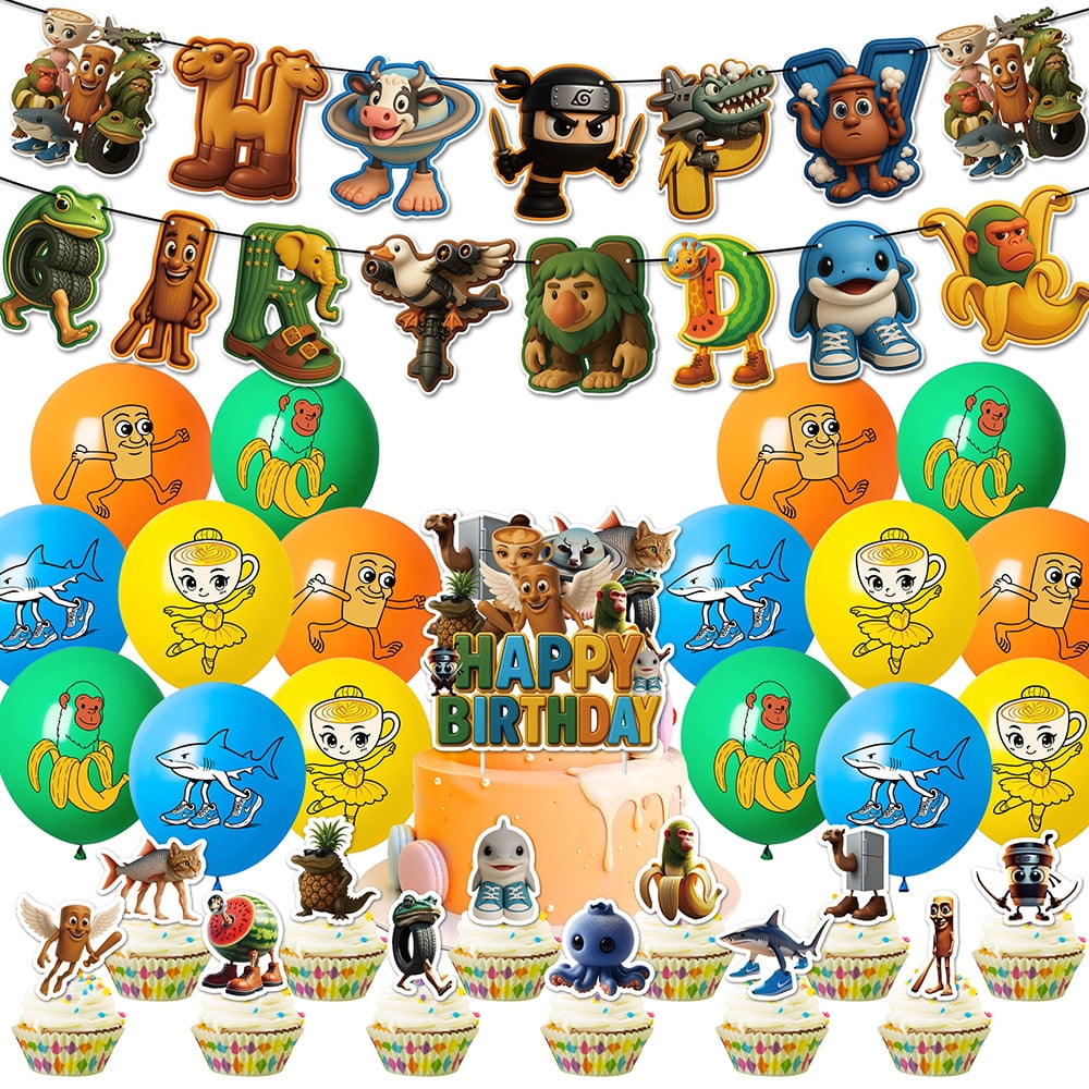 32 PCS Italian Brainrot Birthday Decorations Party Supplies Set,Happy ...