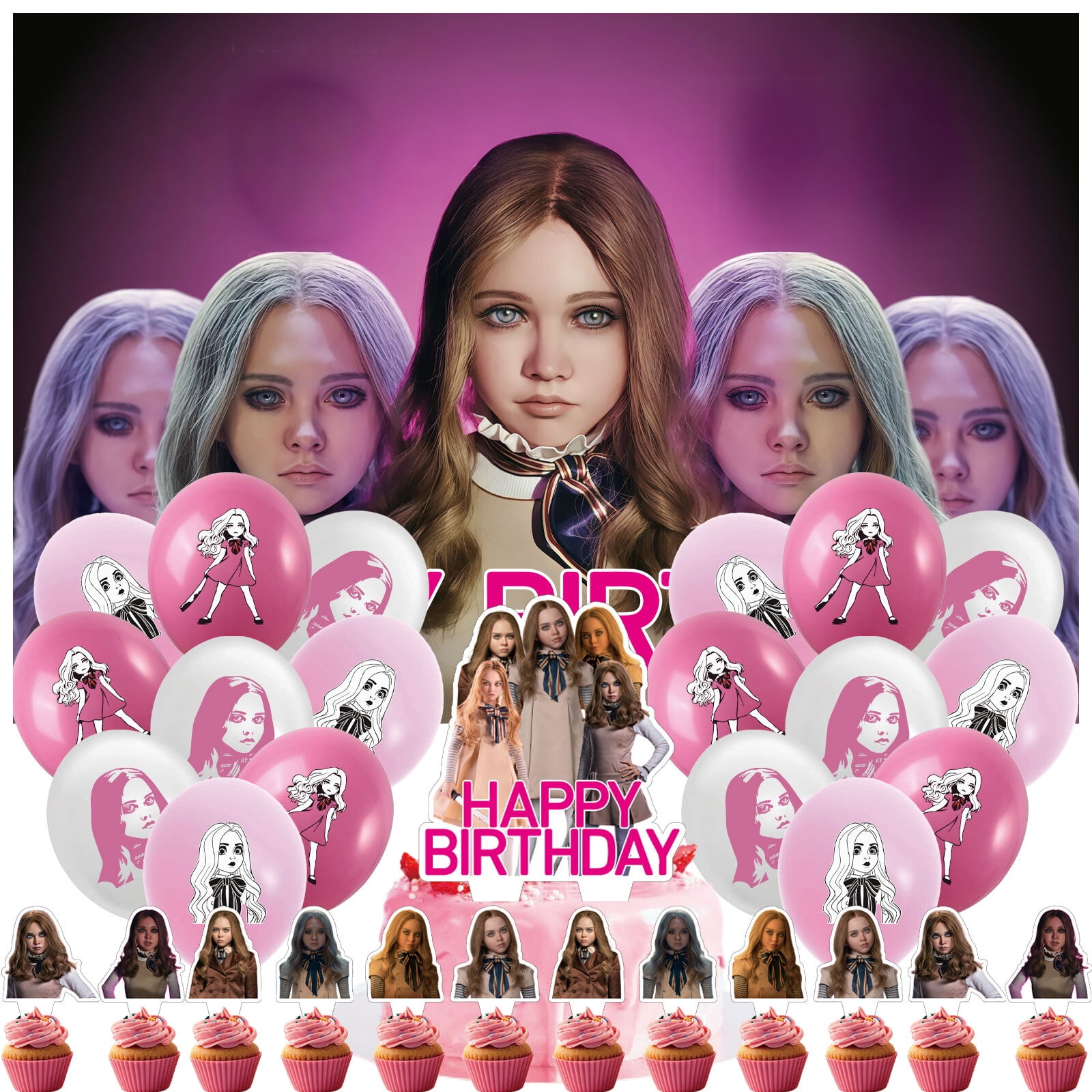 32 PCS For Megan Theme For M3GAN Birthday Party Decorations,With 12 ...