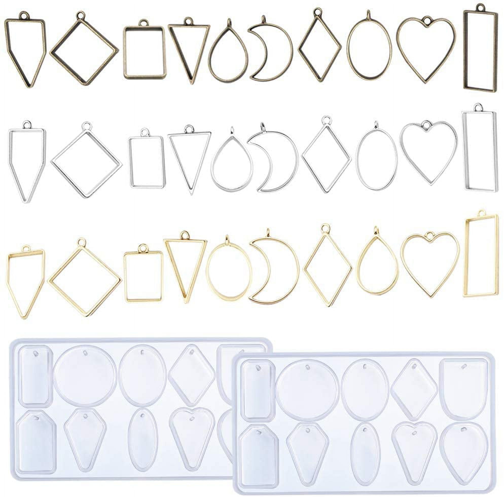 32 PCS Open Bezel Pendants Charms Resin Molds and Silicone Molds ...