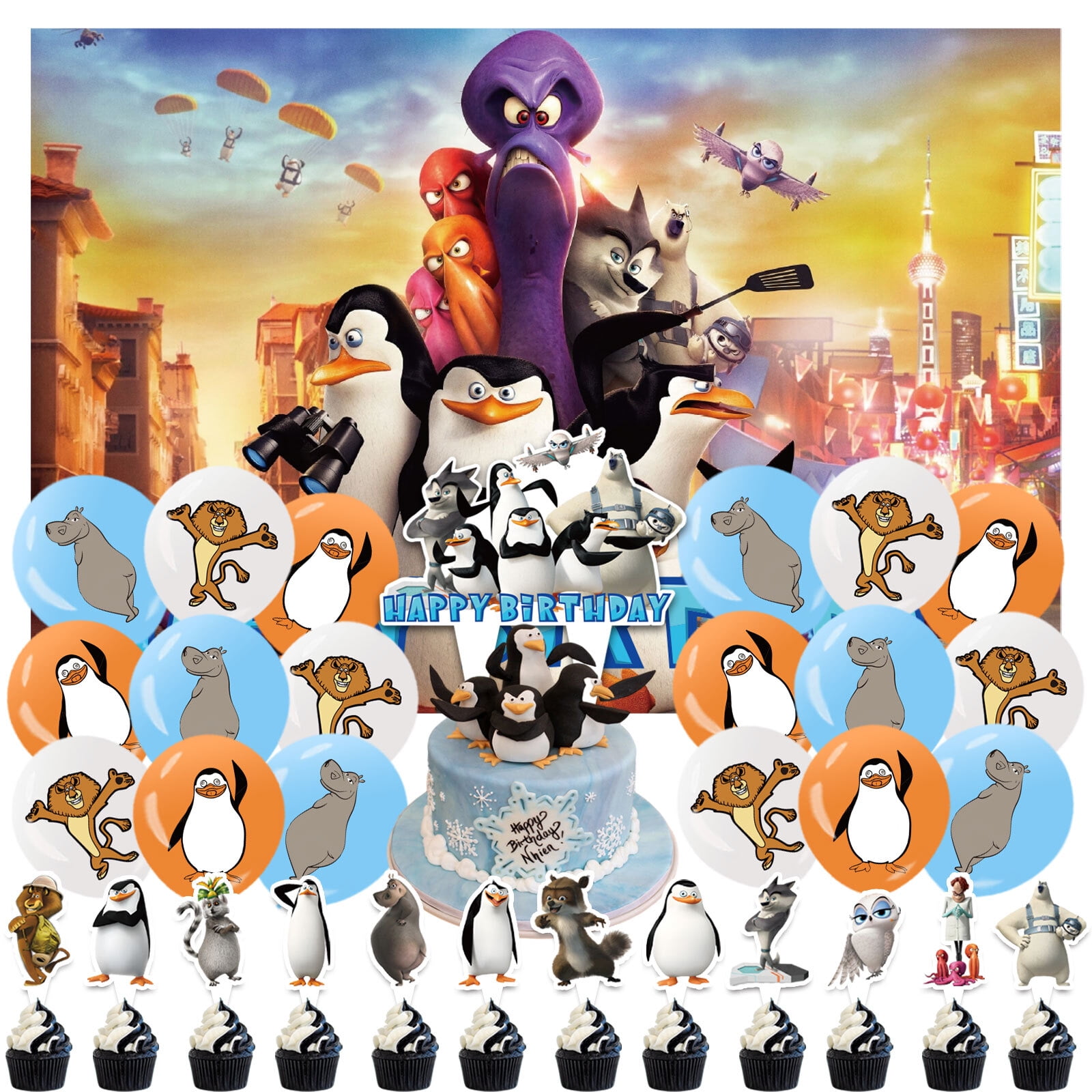 32 PCS For The Penguins of Madagascar Theme Party Decorations,With 5 ...