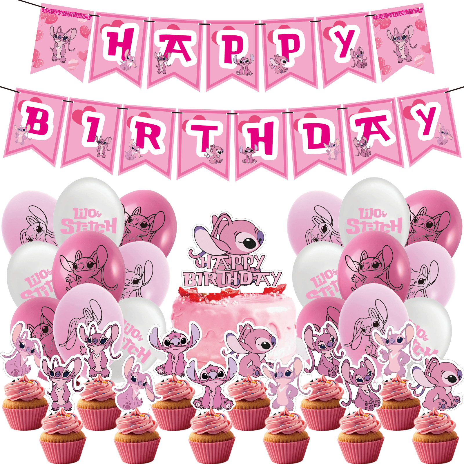32 PCS For Pink Angel Theme For Cartoon Angel Birthday Party ...