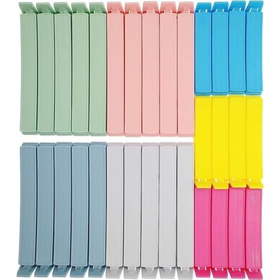 32 PCS Plastic Chip Clips for Food Packages, Curved Design Sealing Bag ...