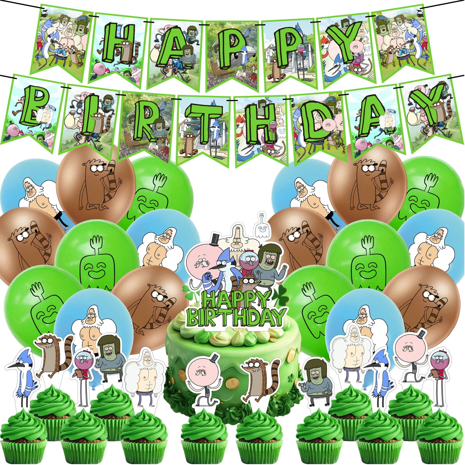 32 PCS For Regular Show TV Series Theme Birthday Party Decorations,With ...