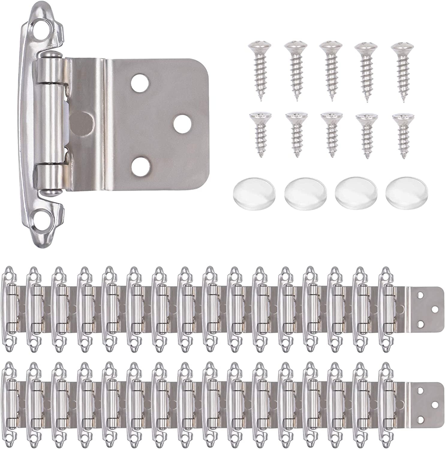32 PCS Self Closing Satin Nickel 3/8" Inset Cabinet Door Hinges ...
