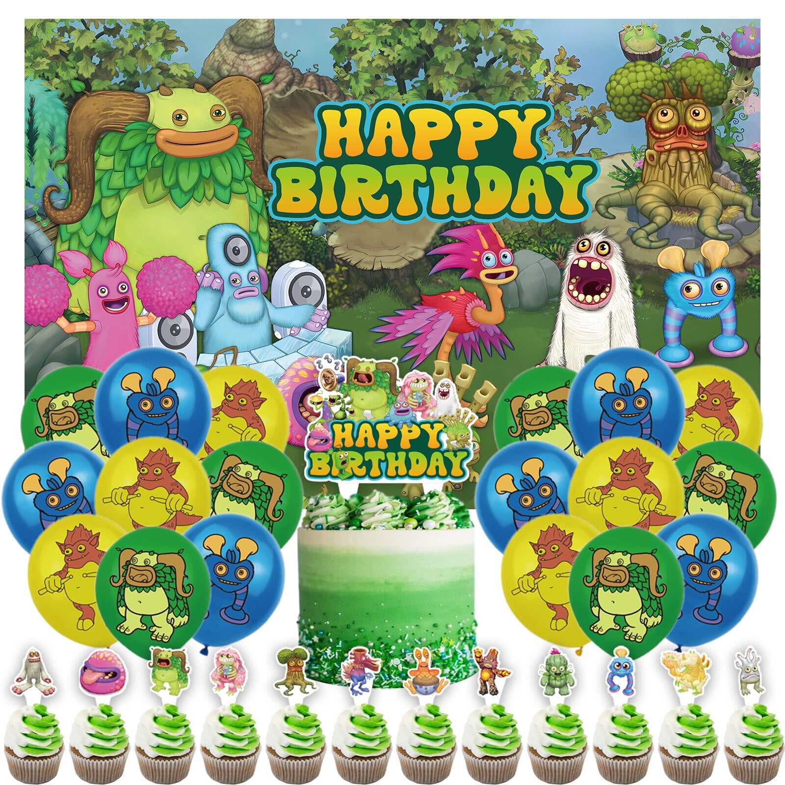 32 PCS For My Singing Monsters Cartoon Themed Birthday Party Supplies ...