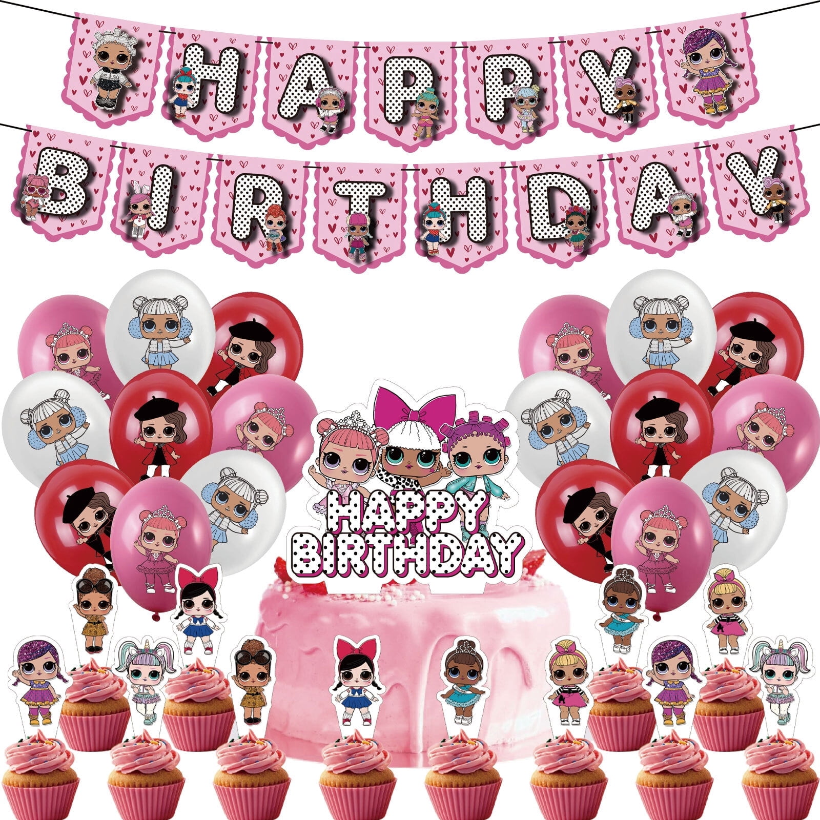 32 PCS For Surprise Dolls Theme Kids Party Decorations,With 1 Happy ...