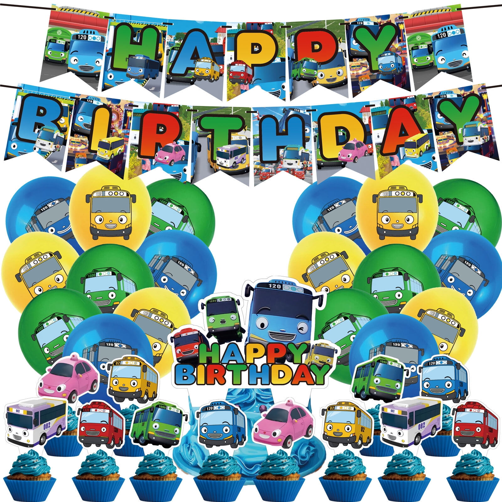 32 PCS For Tayo the Little Bus Theme Birthday Party Decorations Set 13 ...