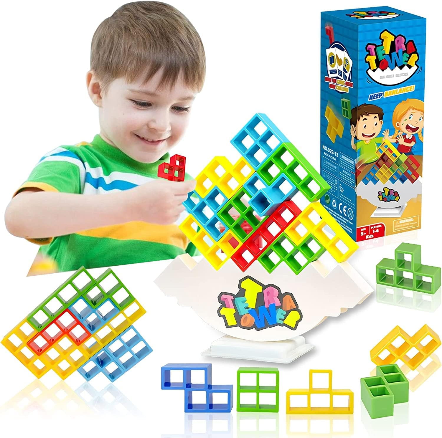 32 PCS Tetra Tower Stacking Game, Building Balance Blocks Board Game, 2 ...