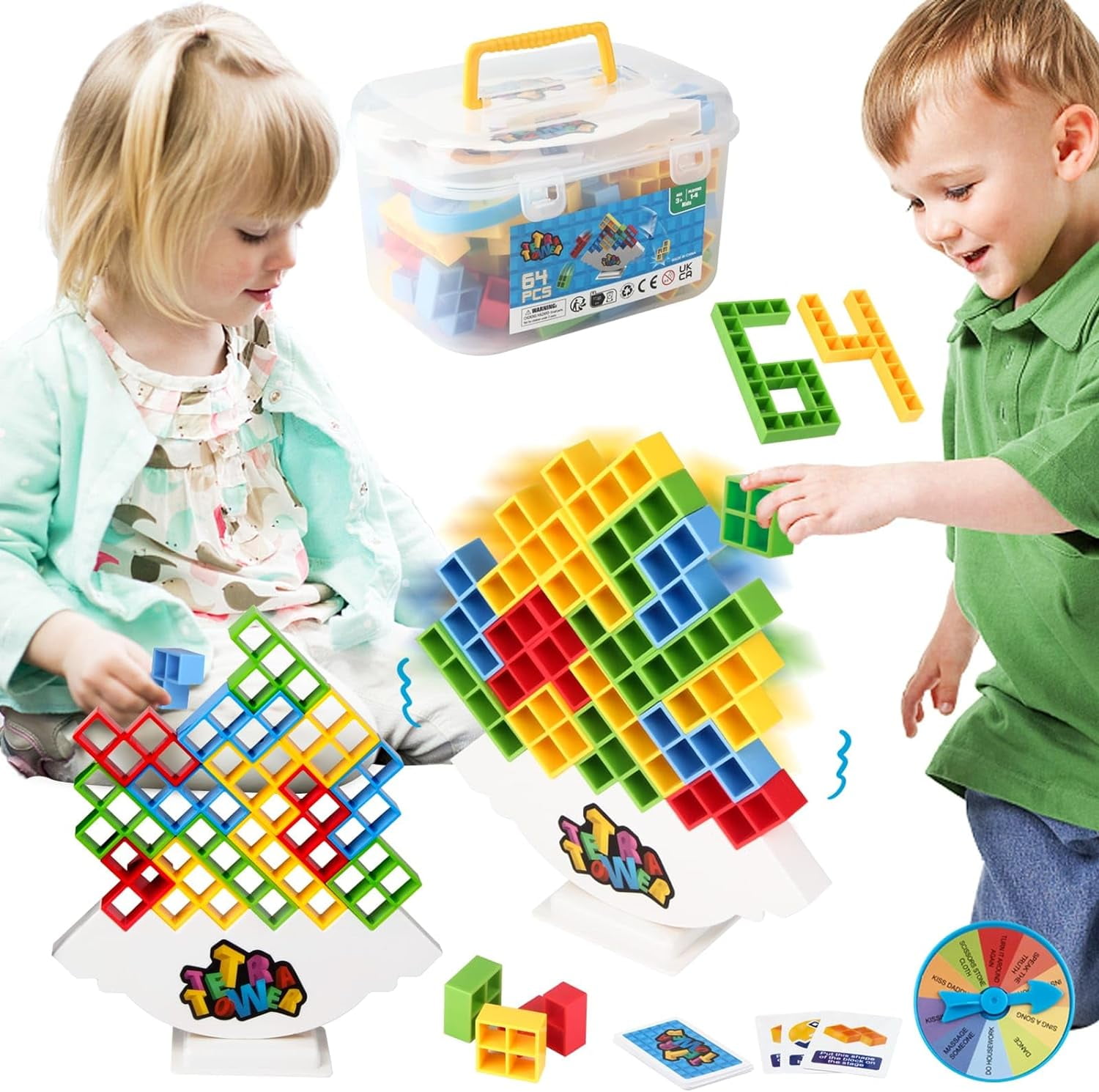 32 PCS Tetra Tower Stacking Game, Building Balance Blocks Board Game, 2 ...