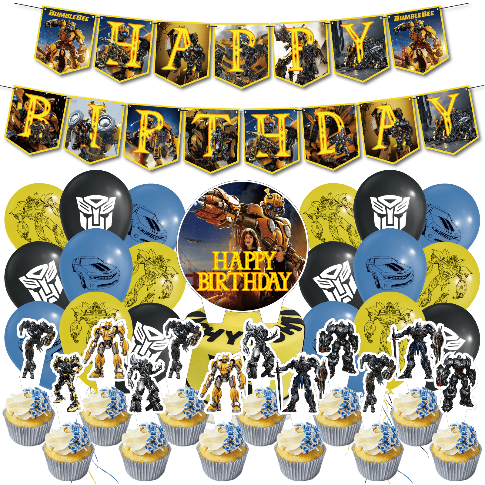32 PCS For Transformers Theme For Bumblebee Birthday Party Decorations ...