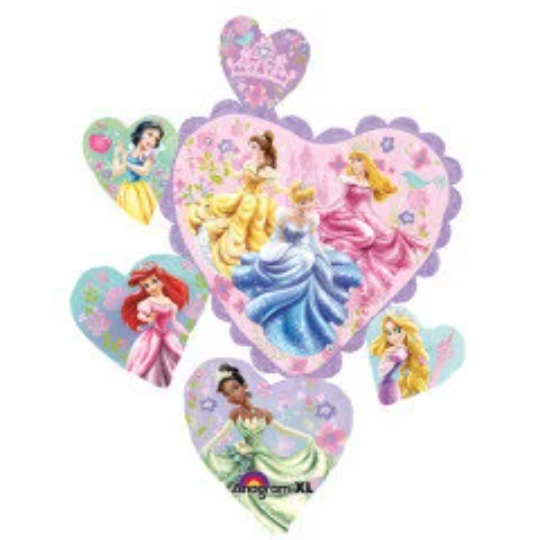 32" PRINCESS HEART CLUSTER Balloon • Large Foil Mylar Balloon • Party ...