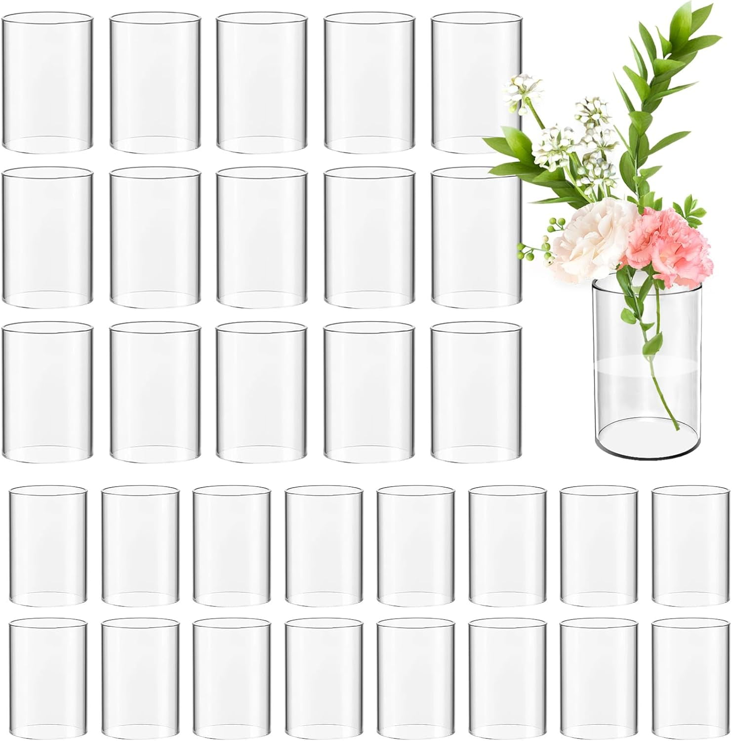 32 Pack Acrylic Vase, 6 Inch & 4 Inch Clear Acrylic Cylinder Vases ...