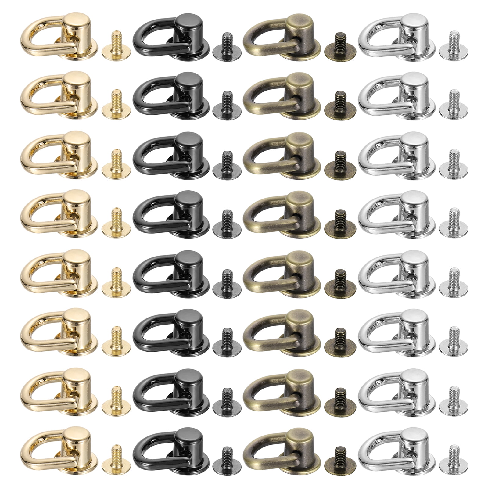 32 Pack Ball Post Head Button Studs with D Ring, 12mm Screw Rivets, 4 ...