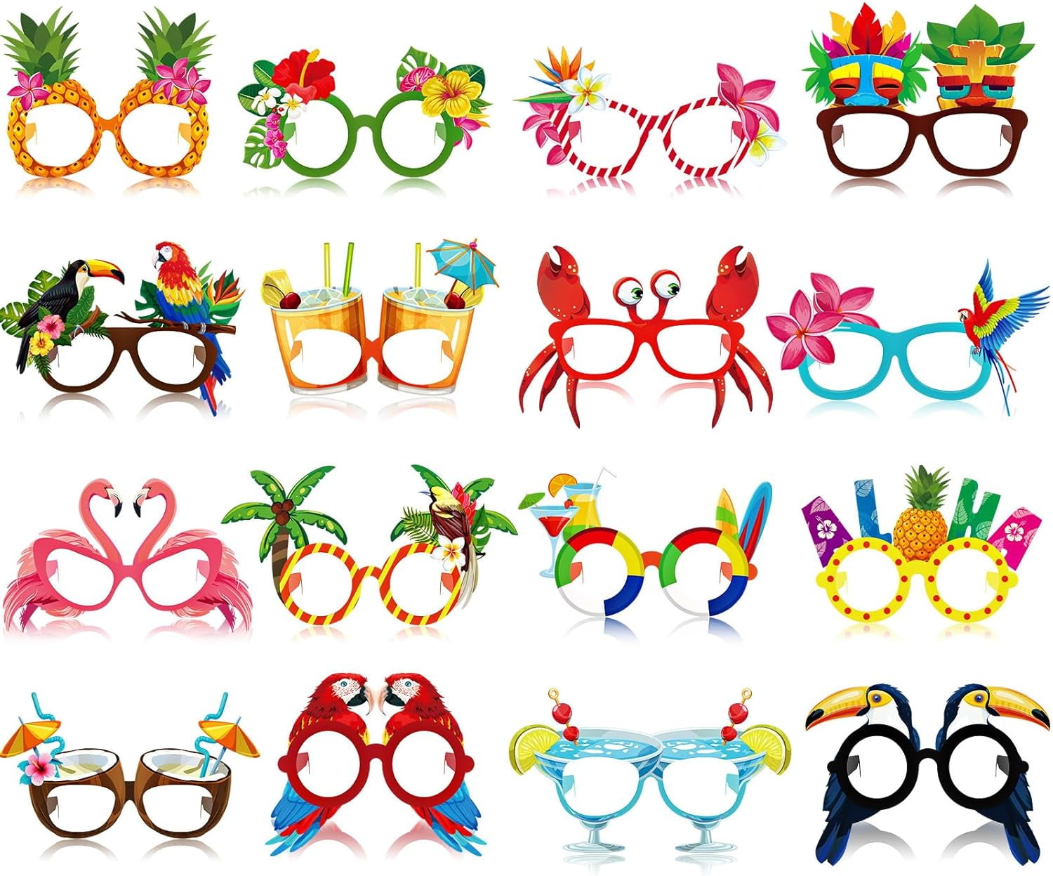 32 Pack Beach Pool Party Eyeglasses Decor Summer Luau Paper Glasses ...