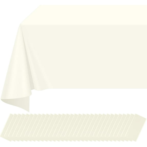 32 Pack Beige Plastic Tablecloth for Rectangle Tables, Premium ...