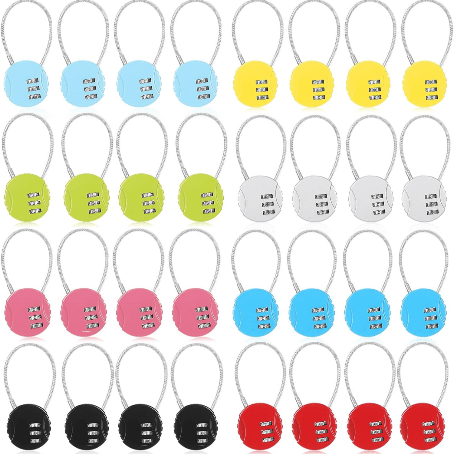 32 Pack Combination Lock 3 Digit Small Combo Luggage Number Cable ...