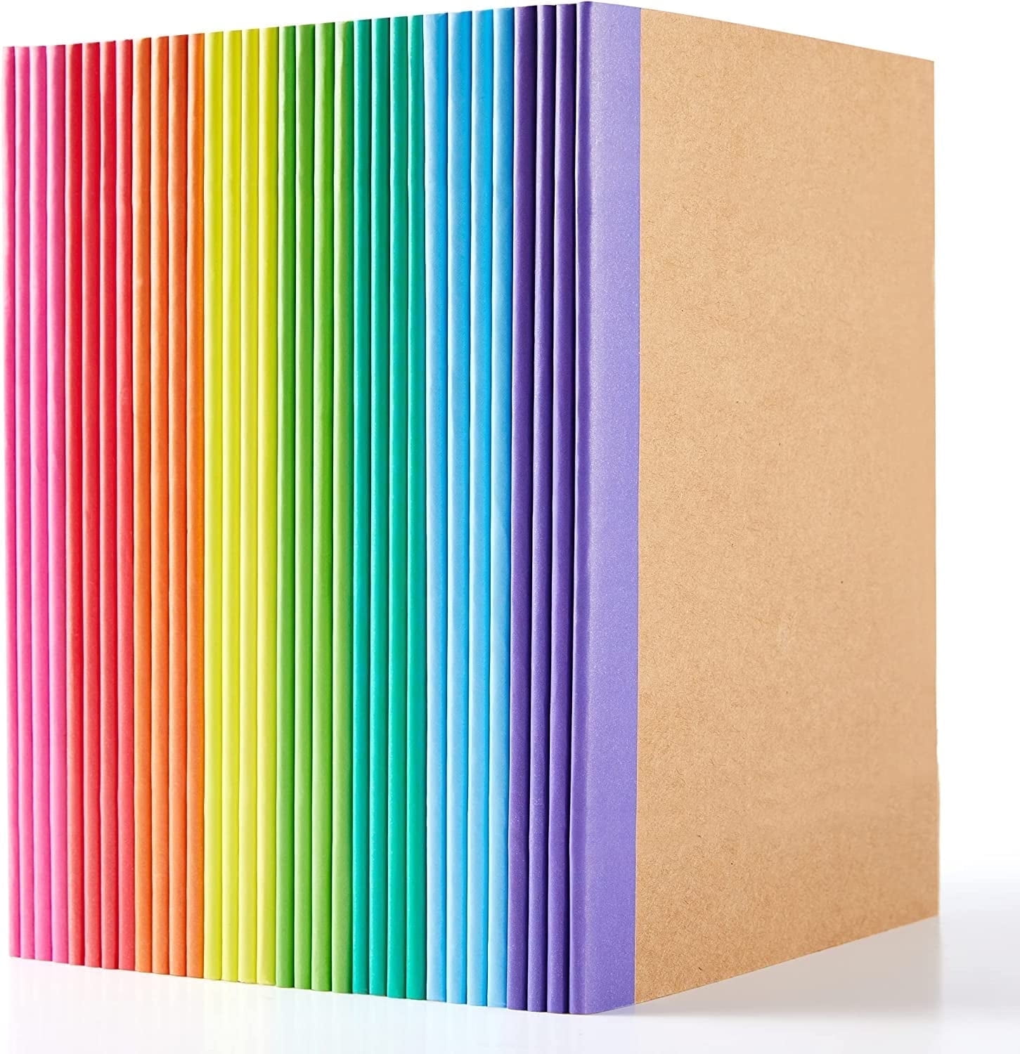 Feela 32 Pack Composition Notebooks Bulk with Rainbow Spines, Kraft ...