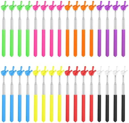32 Pack Finger Pointer Stick for Classroom, 8 Colors Extendable Pointer ...