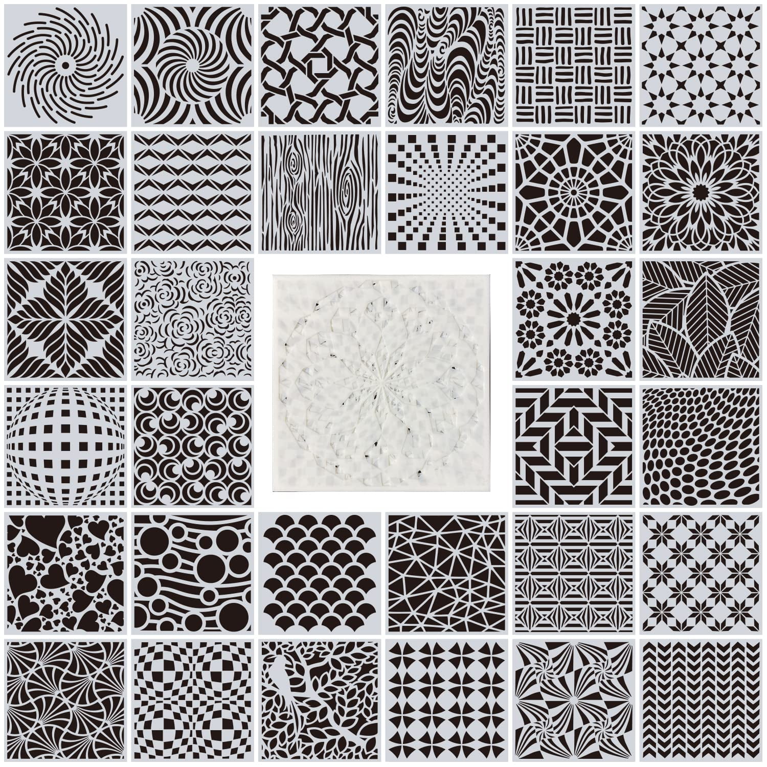 32 Pack Geometric Stencils STF9 6 x 6 Inch Painting Templates for ...