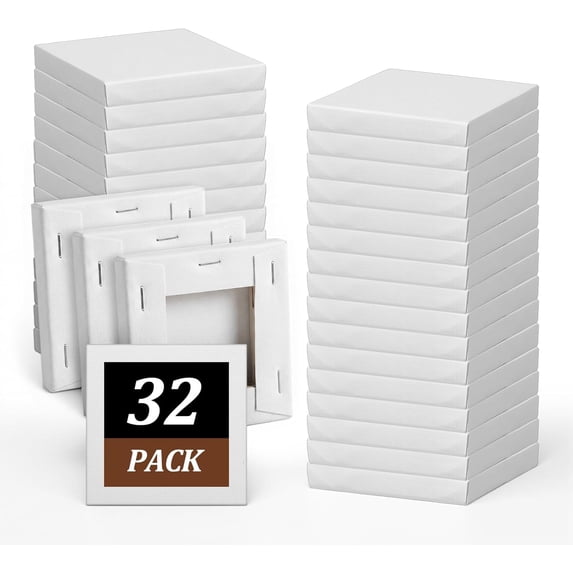 32 Pack Mini Canvases for Painting, 3x3In anvas in Bulk 2/5In Profile ...