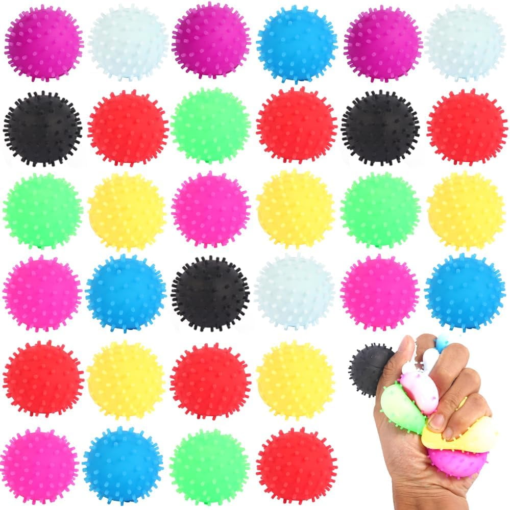 32 Pack Mini Spiky Stress Balls, Stretchy Fidget Toy for Anxiety Stress ...