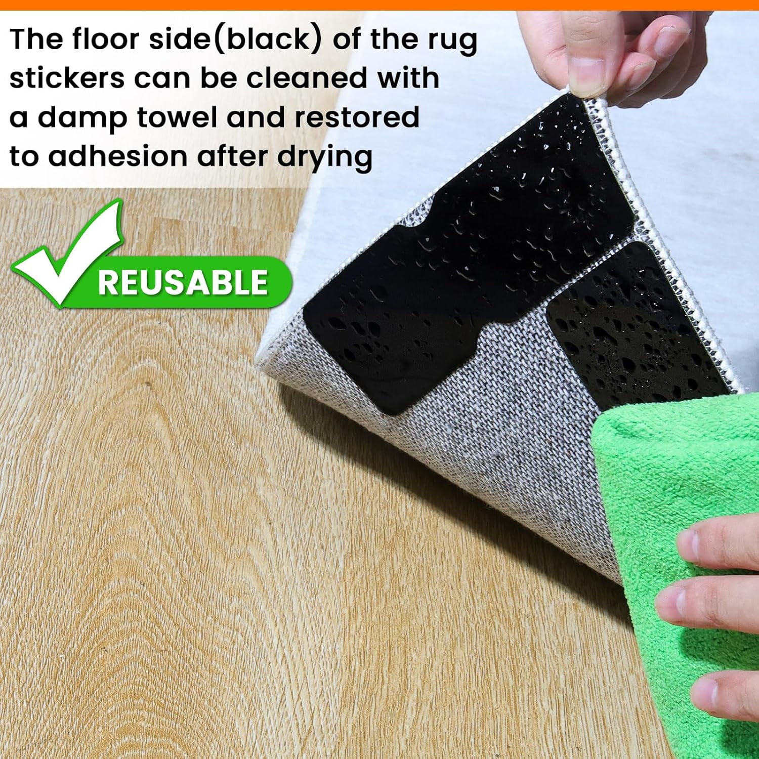 32-Pack Non-Slip Rug Tape Pads Reusable Strong Adhesive Carpet Grippers ...