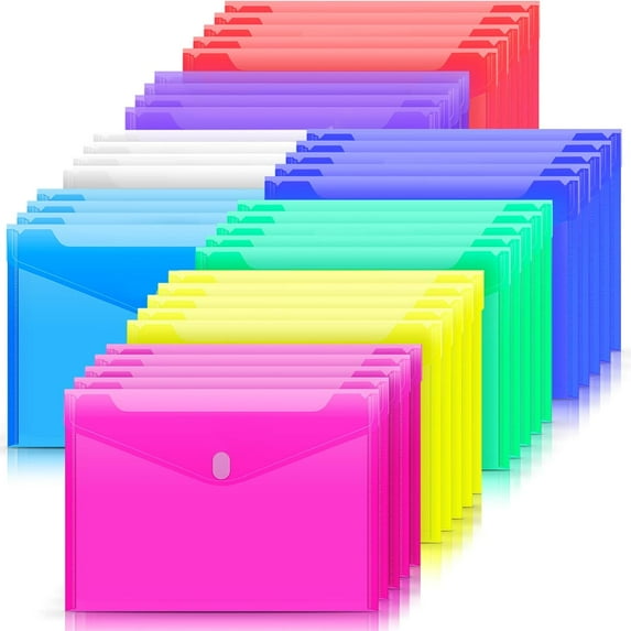 32 Pack Plastic Envelopes Poly Envelopes, HeavyDuty File Folders, Clear ...