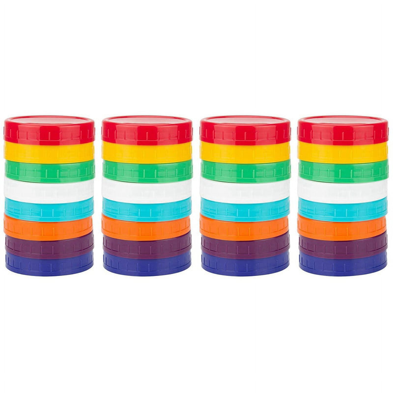 32 Pack Plastic Jar Lids - Colored Jar Caps 100% Compatible for Kerr ...