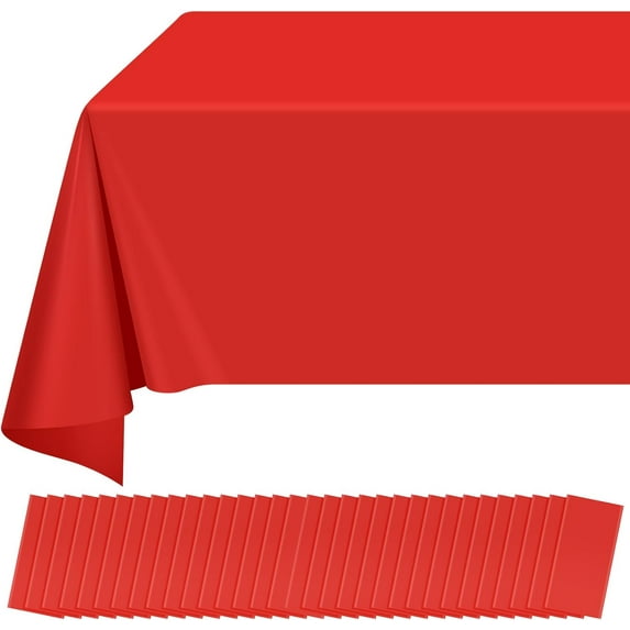 32 Pack Red Plastic Tablecloth for Rectangle Tables, Decorative Red ...