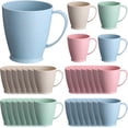 32-Pack Reusable Wheat Straw Plastic Cups, 10 Oz with Handle, Microwave ...